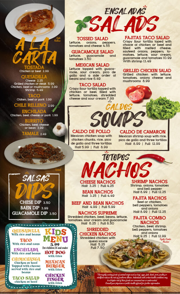 To Go Menu – Dos Arcos